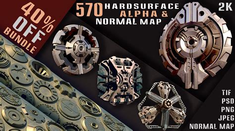 Artstation 570 Hardsurface Alpha And Normal Map Bundle 40off Brushes