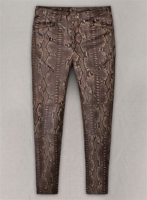 Dark Brown Python Leather Jeans Style 522 Leathercult Genuine