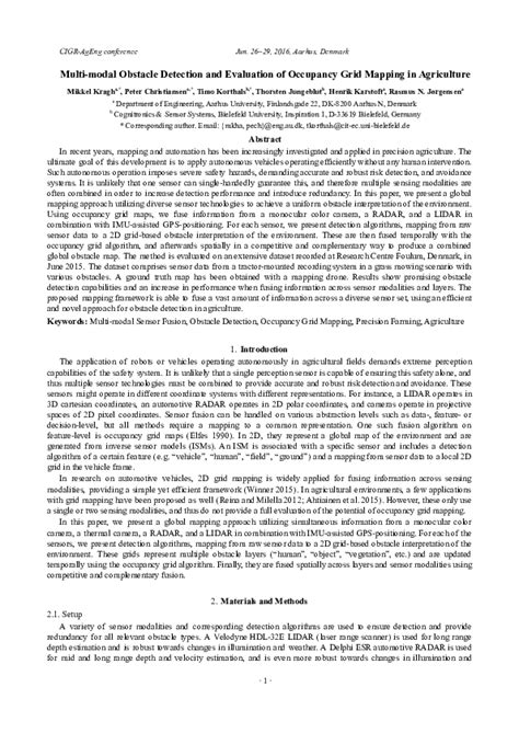Pdf Multi Modal Obstacle Detection And Evaluation Of Occupancy Grid