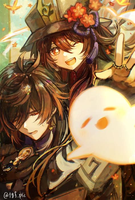 Hu Tao Zhongli And Boo Tao Genshin Impact Drawn By Tgf Pic Danbooru