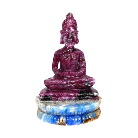 Natural Unheated Red Ruby Buddha Carving