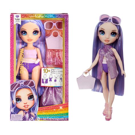 Rainbow High Swim Style Violet Purple Fashion Doll With Shimmery Wrap To Style Ways