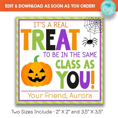 Editable Its A Real Treat To Be In The Same Class As You Halloween