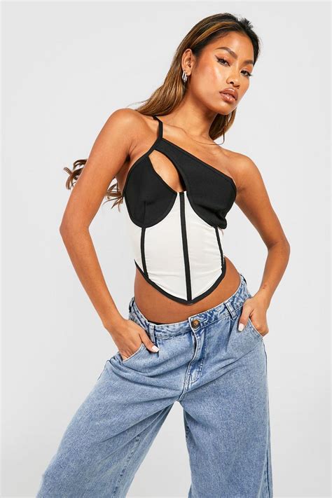 Bandage Contrast Binding Corset Boohoo