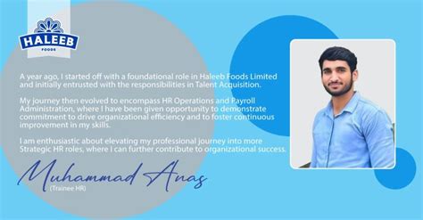 Muhammad Anas On Linkedin Grateful For The Opportunity To Grow And Learn With Haleeb Foods Limited
