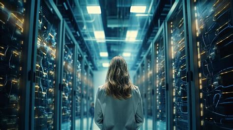 Premium Ai Image Woman Over 50 Years Old Working In Data Center