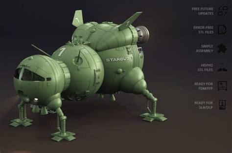 Starbug Red Dwarf Space Ship Resin 3d Printed Diy Model Kit Various Scales Etsy Uk