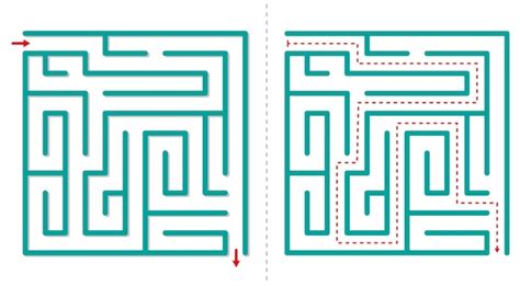 premium vector simple maze abstract game with answer easy labyrinth