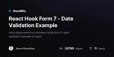 React Hook Form 7 Date Validation Example Stackblitz