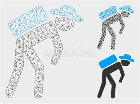 Gentleman Porter Vector Mesh 2d Model And Triangle Mosaic Icon Stock Vector Illustration Of
