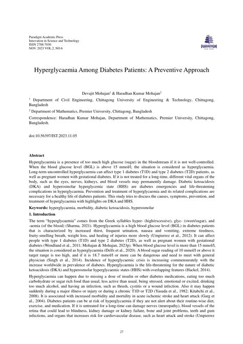 Pdf Hyperglycaemia Among Diabetes Patients A Preventive Approach