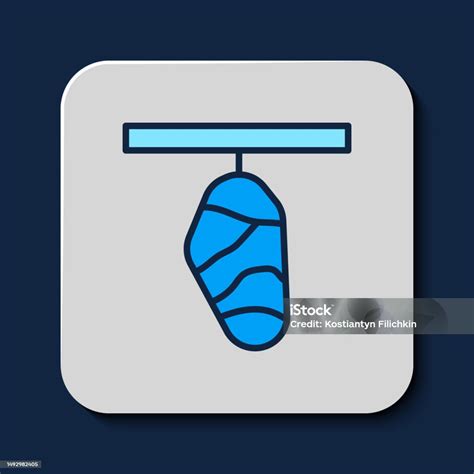 채워진 윤곽선 나비 고치 아이콘은 파란색 배경에 분리되어 있습니다 나비의 번데기 벡터 가득 찬에 대한 스톡 벡터 아트 및 기타