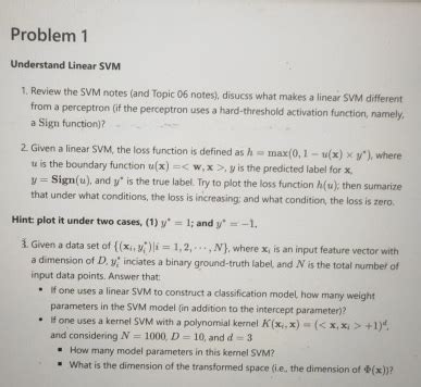 Problem Understand Linear SVMReview The SVM Notes Chegg Com