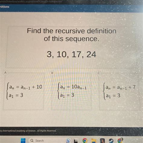 a find the recursive definition of this sequence 3 10 17 24 an an