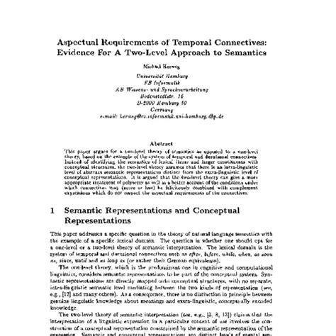 Aspectual Requirements Of Temporal Connectives Evidence For A Two Level Approach To Semantics