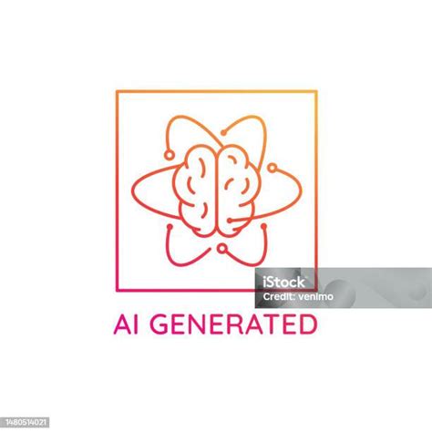 เส้นเวกเตอร์ป้ายที่เรียบง่ายและตราประทับ ปัญญาประดิษฐ์ที่สร้างขึ้น ไอคอน Ai และตราสัญลัก