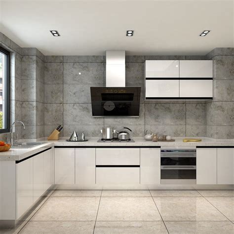 American Style Modern Luxury Gray Glossy Cabinets Modular Kitchen Cabinets With European Style