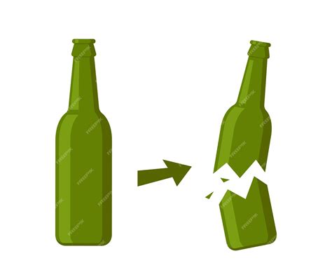 Premium Vector Beer Bottle Whole And Broken Bottle Broken Into Two