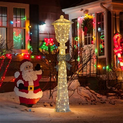 Salonmore 5ft Lighted Lamp Post Pre Lit Christmas Decor With Bowknot