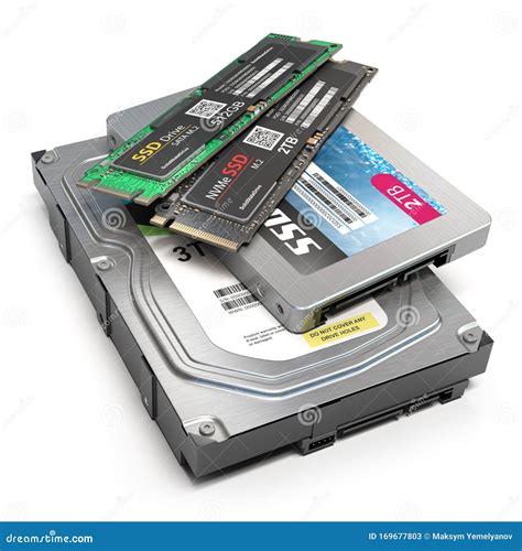 Set Of Different Data Storage Devices Hdd Ssd And Ssd M2 Isolated On
