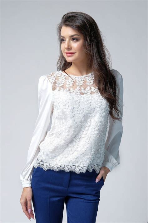 Блуза гіпюрова шовк сатин НІЖНІСТЬ колір Білий за 399 грн в Україні в інтернет магазині Pink™