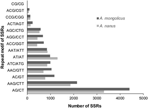 Comparison Of The Distribution Of Repeat Motifs Of Ssrs Between Two