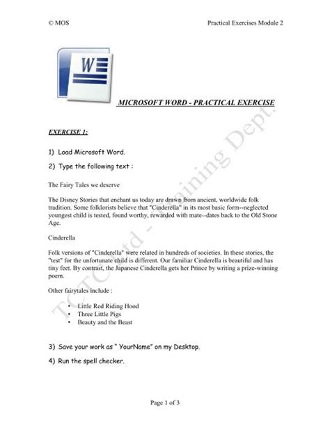 Microsoft Word Practical Exercise