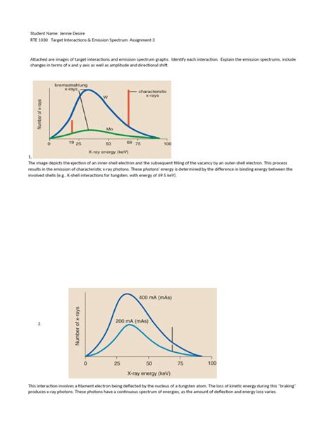 Target Interactions And Emission Spectrum Assignment 3 Pdf Photon Electron