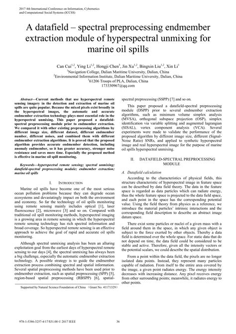 pdf a datafield — spectral preprocessing endmember extraction module of hyperspectral unmixing