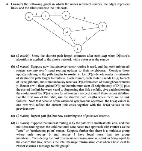 Solved Consider The Following Graph In Which The Nodes Represent Routers The Edges Represent
