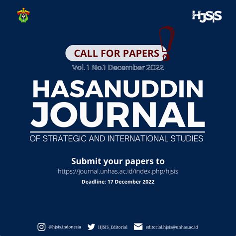 [call For Paper] Hjsis Vol 1 No 1 December 2022 Hasanuddin Journal Of Strategic And