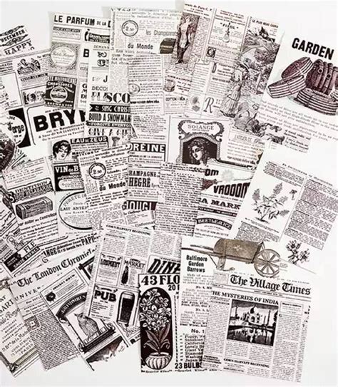100 Piece Vintage Small Black And White Journal Paper Set Etsy