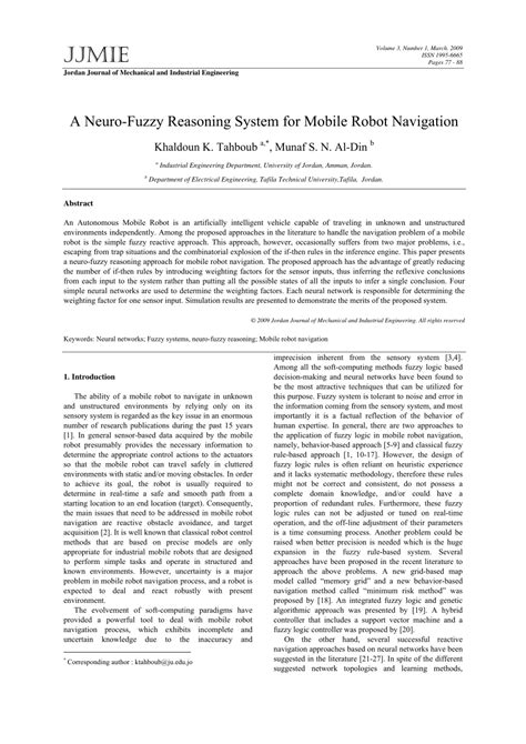 Pdf A Neuro Fuzzy Reasoning System For Mobile Robot Navigation