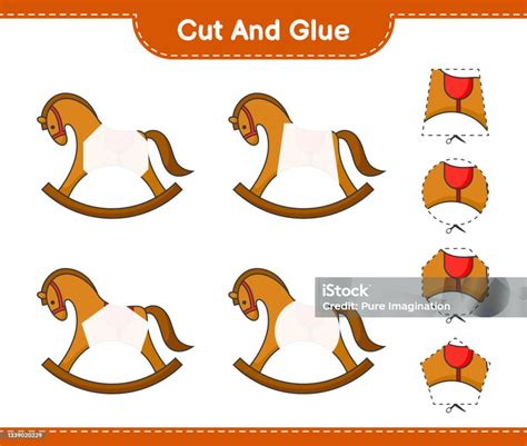 자르고 접착제 흔들 말의 일부를 잘라 접착제 교육 어린이 게임 인쇄 워크 시트 벡터 일러스트레이션 0명에 대한 스톡 벡터 아트 및 기타 이미지 Istock