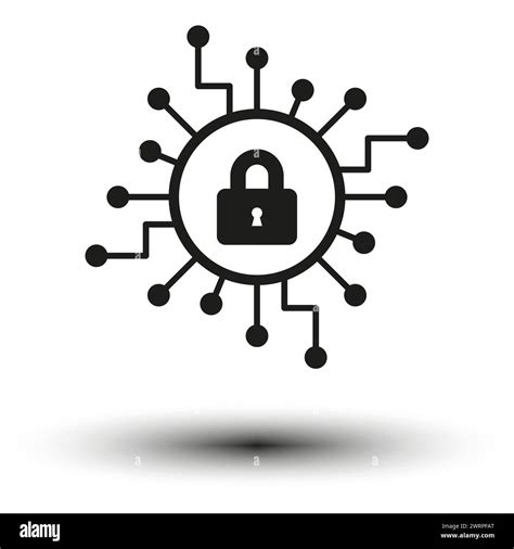 Cybersecurity Network Icon Icon Depicting A Digital Network With A Central Lock Symbol