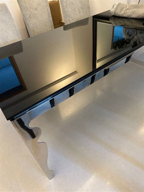 Dining Table In Solid Black Glass Furniture And Home Living Furniture Tables And Sets On Carousell