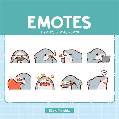 Cute Shark Emotes 8 Emotes For Streamer Cute Shark Emote Pack