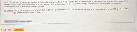 Solved Recall That The Standard Error Or Standard Deviation Chegg