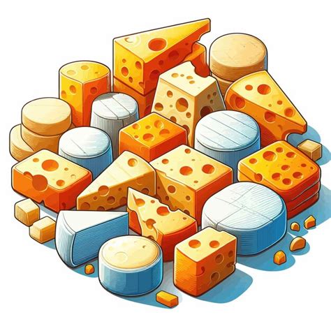 Premium Vector A Drawing Of Cheeses And Cheeses With A White Background