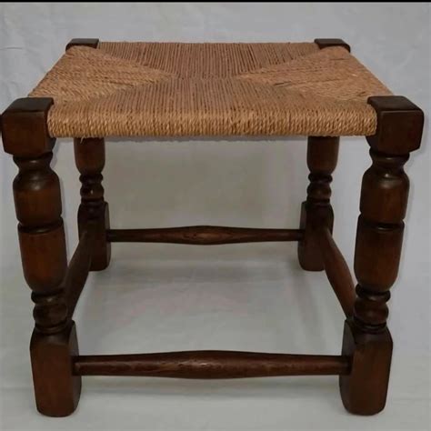Hand Restored Antique Oak Footstool French Poli Folksy