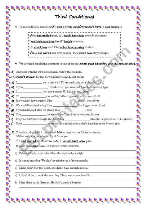 Third Conditional Esl Worksheet By Patzilio