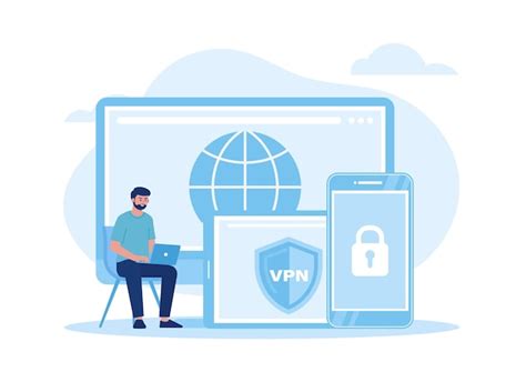 Premium Vector Virtual Private Network Service To Protect Data In Computer And Smartphone Vpn