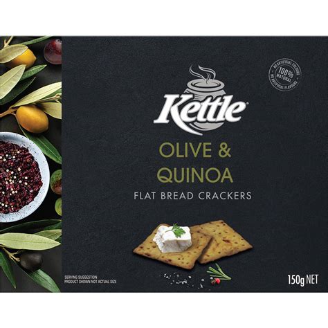 Kettle Olive And Quinoa Flat Bread Crackers 150g Woolworths