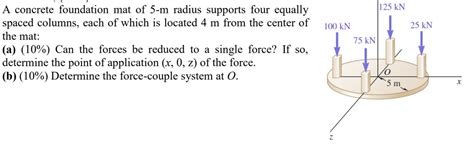 Solved A Concrete Foundation Mat Of 5 M Radius Supports Four Equally