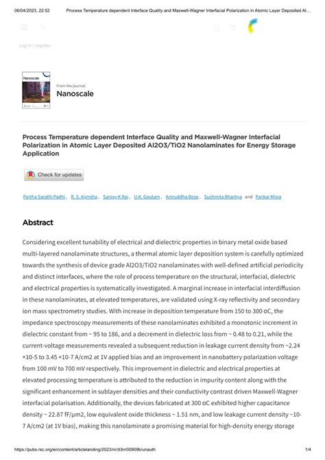 Pdf Process Temperature Dependent Interface Quality And Maxwell