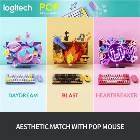 Logitech POP Keys Mechanical Wireless Keyboard With Customisable Emoji Keys Thunder Match