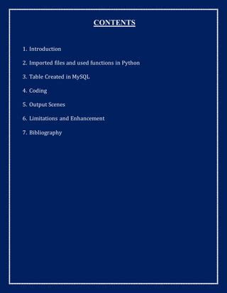 Computer Science With Python Project For Class Cbse DOCX Databases Computer Software
