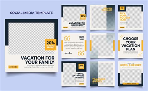 소셜 미디어 템플릿 배너 여행 및 휴가 서비스 프로모션 완전히 편집 가능한 사각형 포스트 프레임 퍼즐 유기농 판매 포스터 가구에