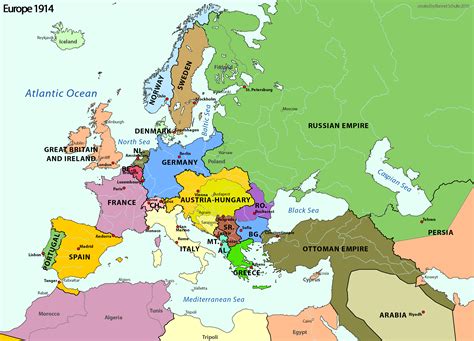 Europe Map With Capitals 1914
