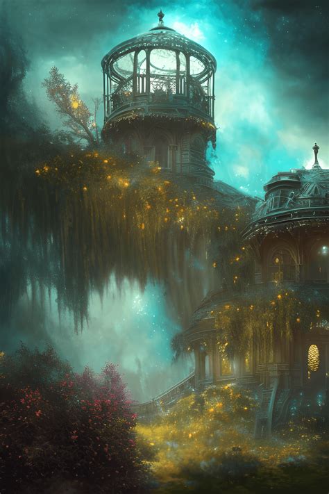 Epic Overgrown Observatory Digital Graphic · Creative Fabrica